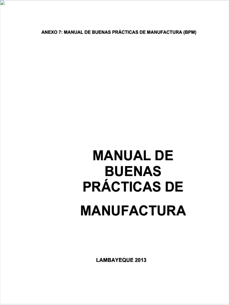 PDF Anexo 7 Manual de Buenas Practicas de Manufactura BPM - Compress | PDF