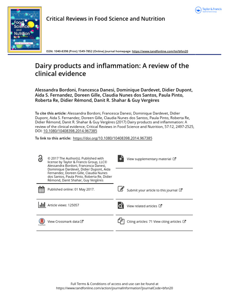 Dairy Products and Inflammation A Review of The Clinical Evidence | PDF ...