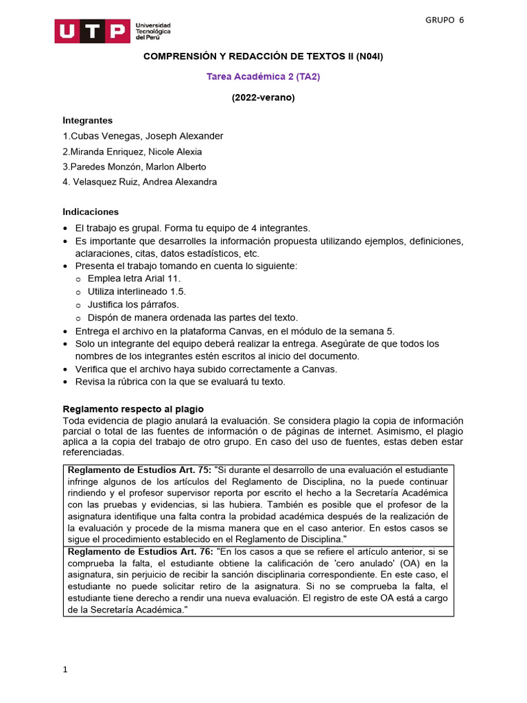 S04 - Tarea Académica 2 (TA2) - Formato TAREA HECHA | PDF