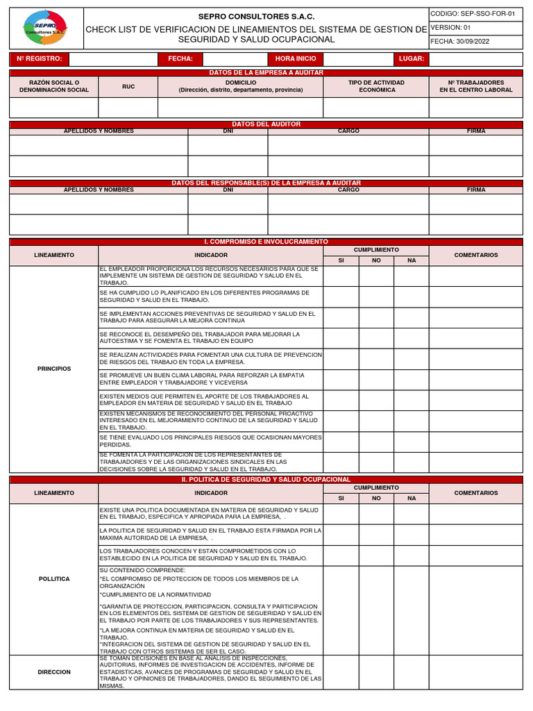 Check List | PDF | Auditoría | Valores