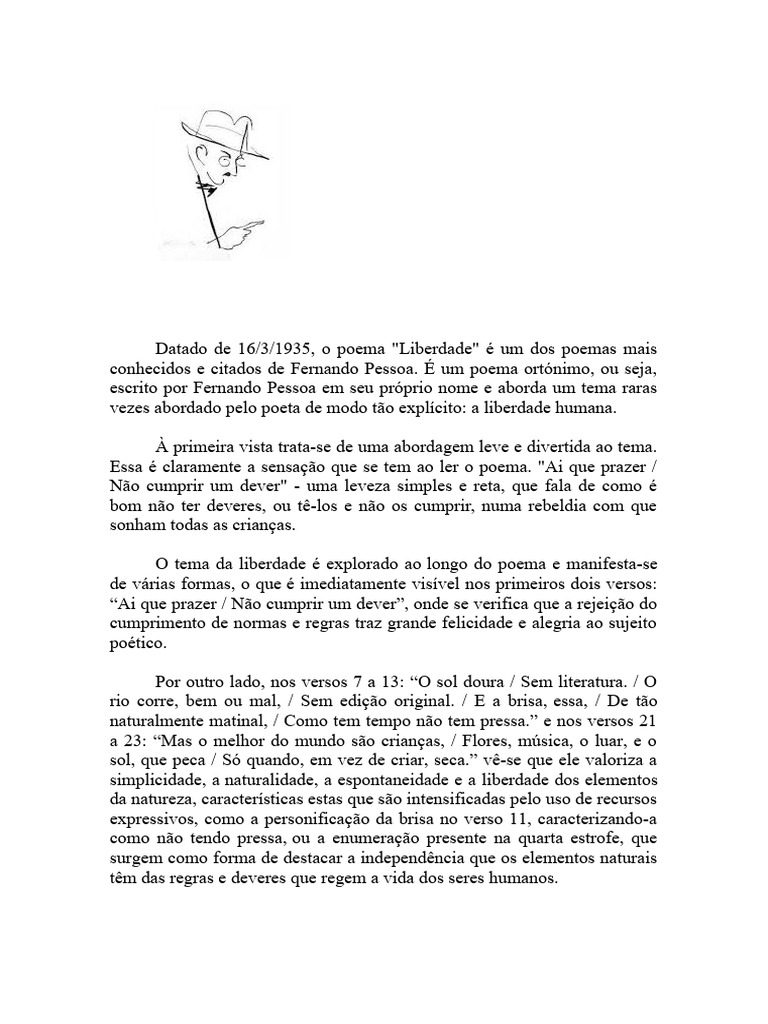 AnÃ¡lise Ao Poema A Liberdade-Fernando Pessoa 2 | PDF | Poesia