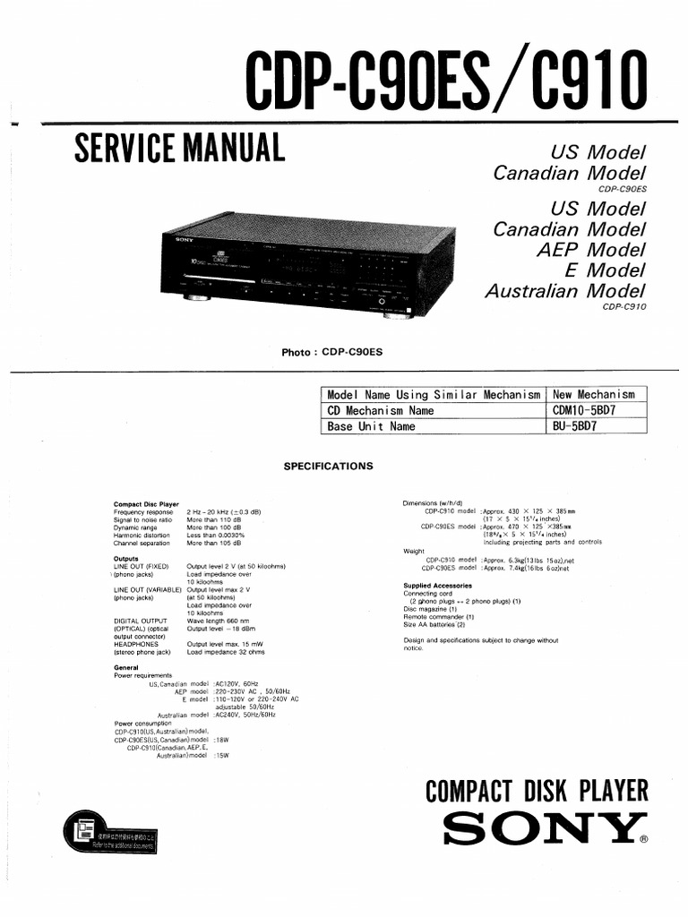 Sony CDP-C910 | PDF