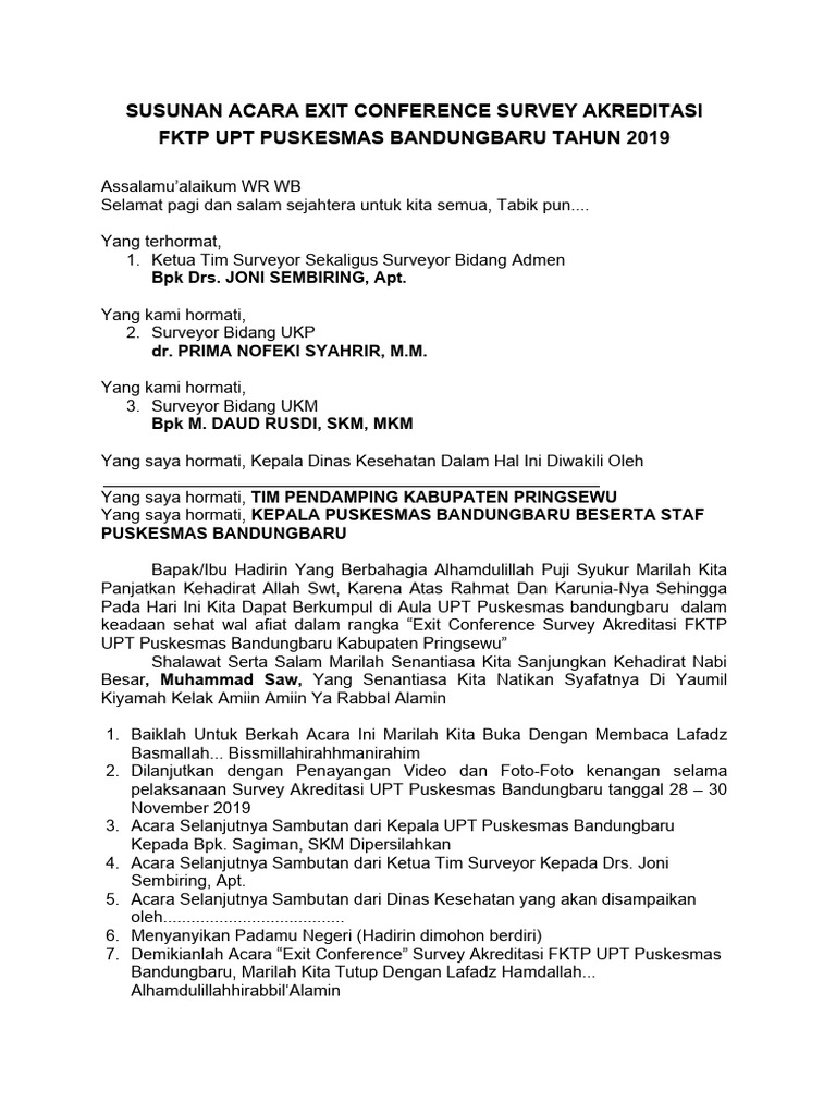 Susunan Exit Conference | PDF