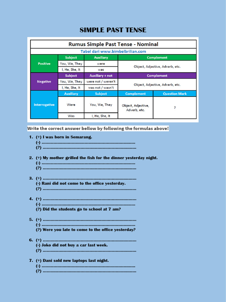 Simple Past Tense Exercises | PDF