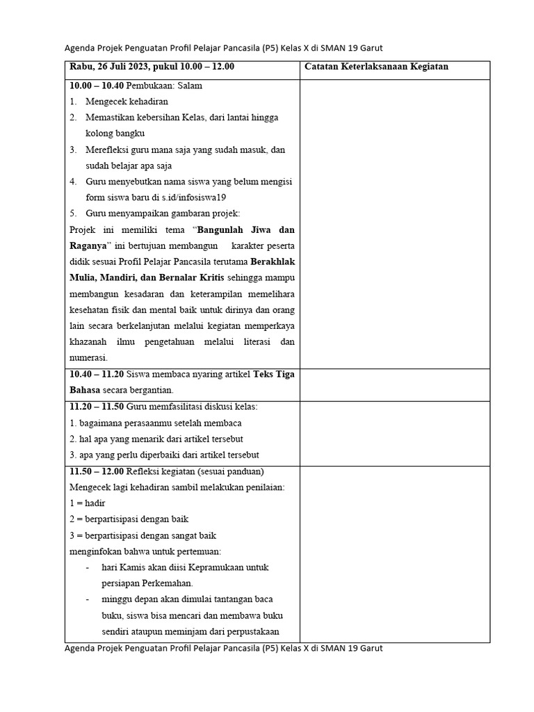 Jadwal Dan Rancangan Kegiatan | PDF