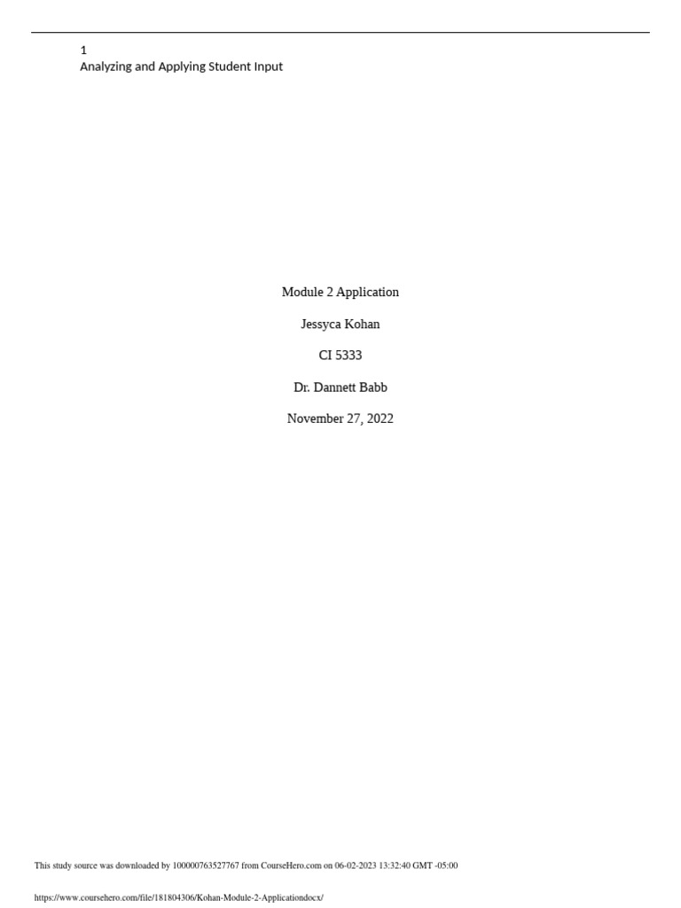 Kohan Module 2 Application | PDF | Motivational | Motivation