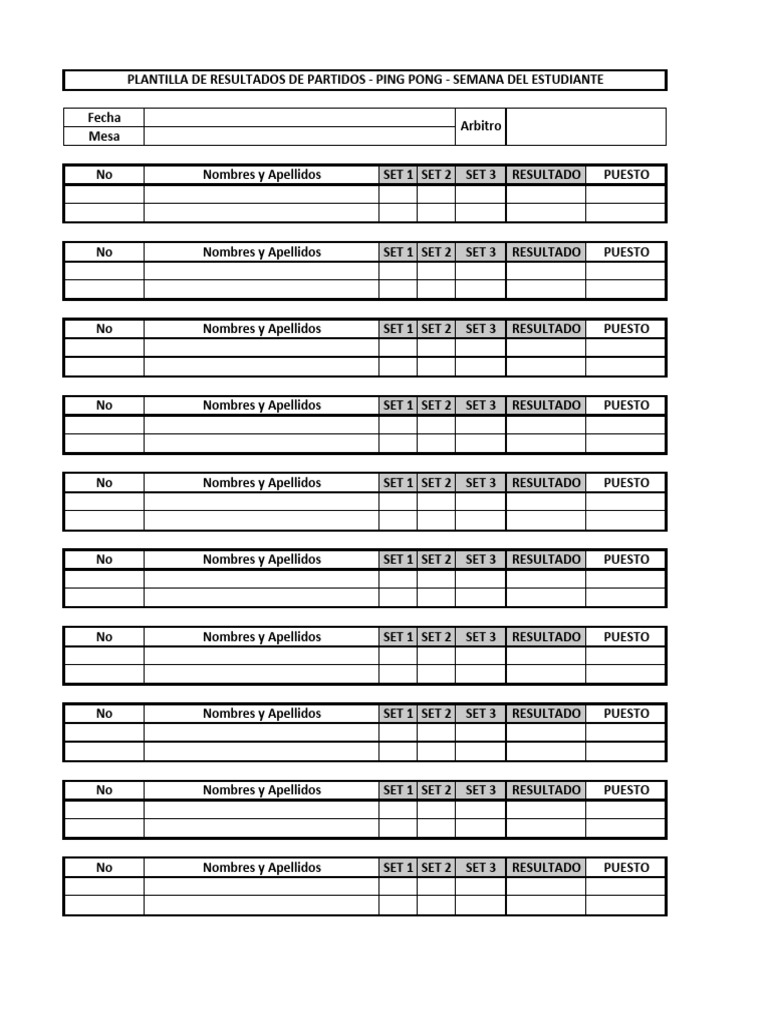 pLANTILLA Ping Pong | PDF