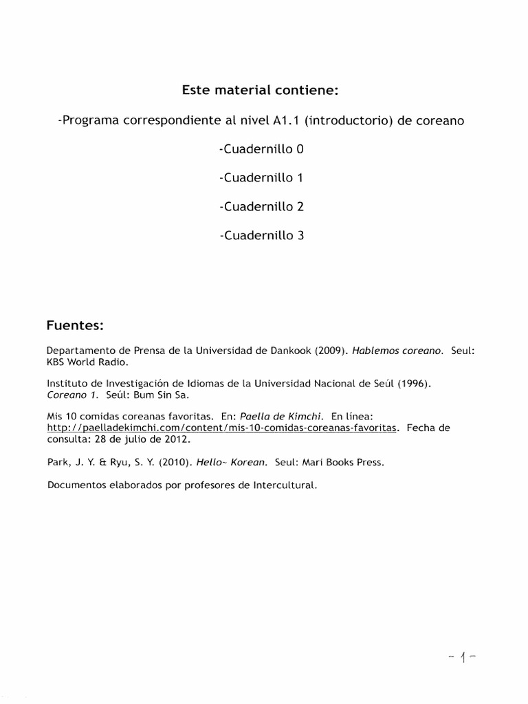 Cuadernillo Coreano A11 Sin Pags Color | PDF