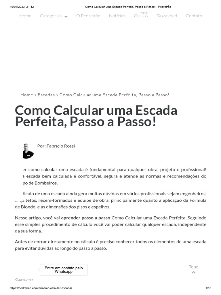Como Calcular Uma Escada Perfeita, Passo A Passo! - Pedreirão | PDF | Cálculo