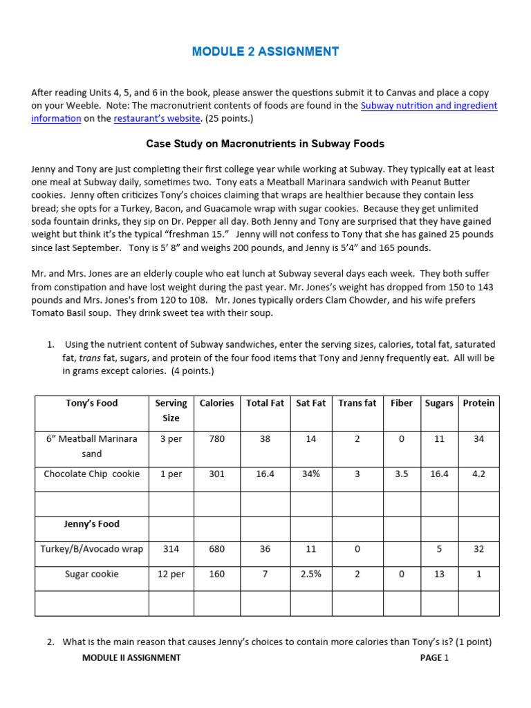 Case Study Subway Foods Linnea Broden | PDF | Fat | Trans Fat