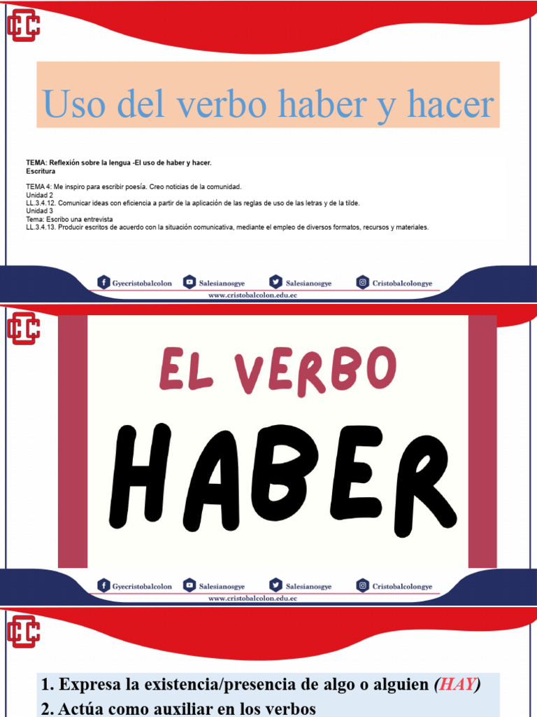 Verbo Haber y Hacer- Séptimo (1) | PDF | Verbo | Sintaxis
