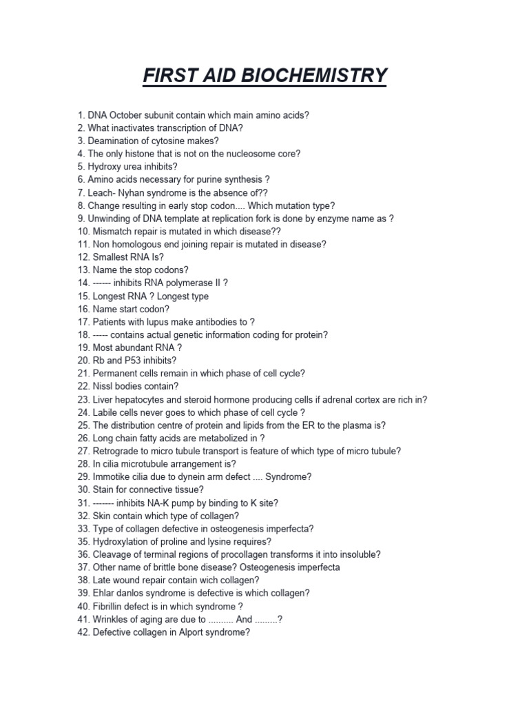 First Aid Biochemistry | Download Free PDF | Dna | Enzyme