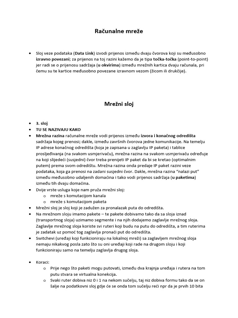 Računalne Mreže Bitno Sa Prezentacija | PDF