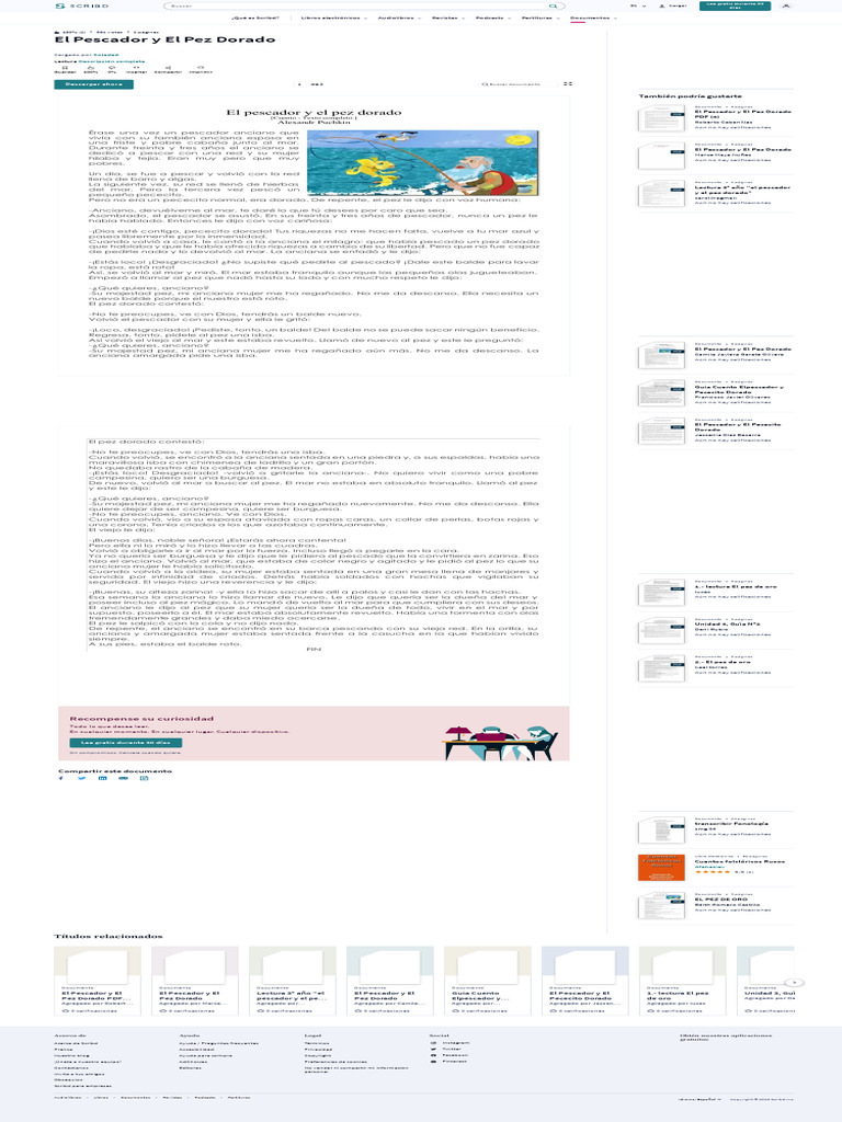 El Pescador y el Pez Dorado: Cuento Completo | PDF | Scribd