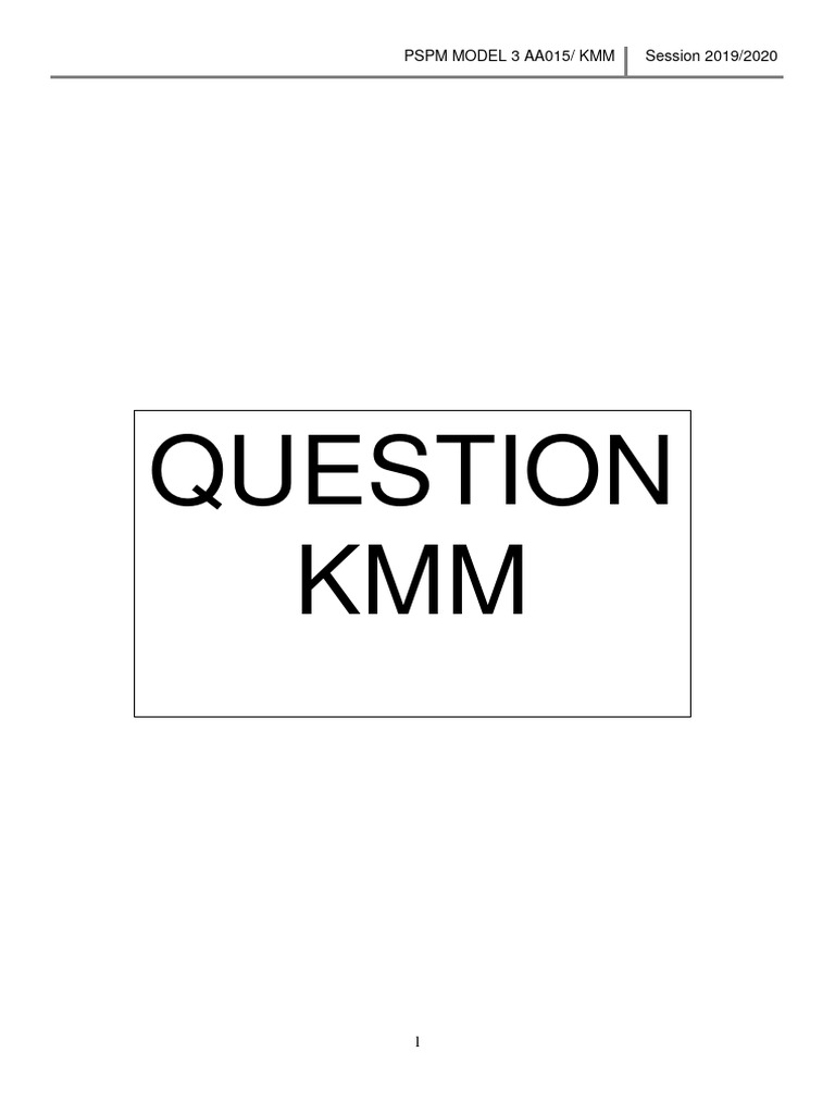 PSPM MODEL 3 AA015/ KMM Session 2019/2020 | PDF | Depreciation | Debits And Credits