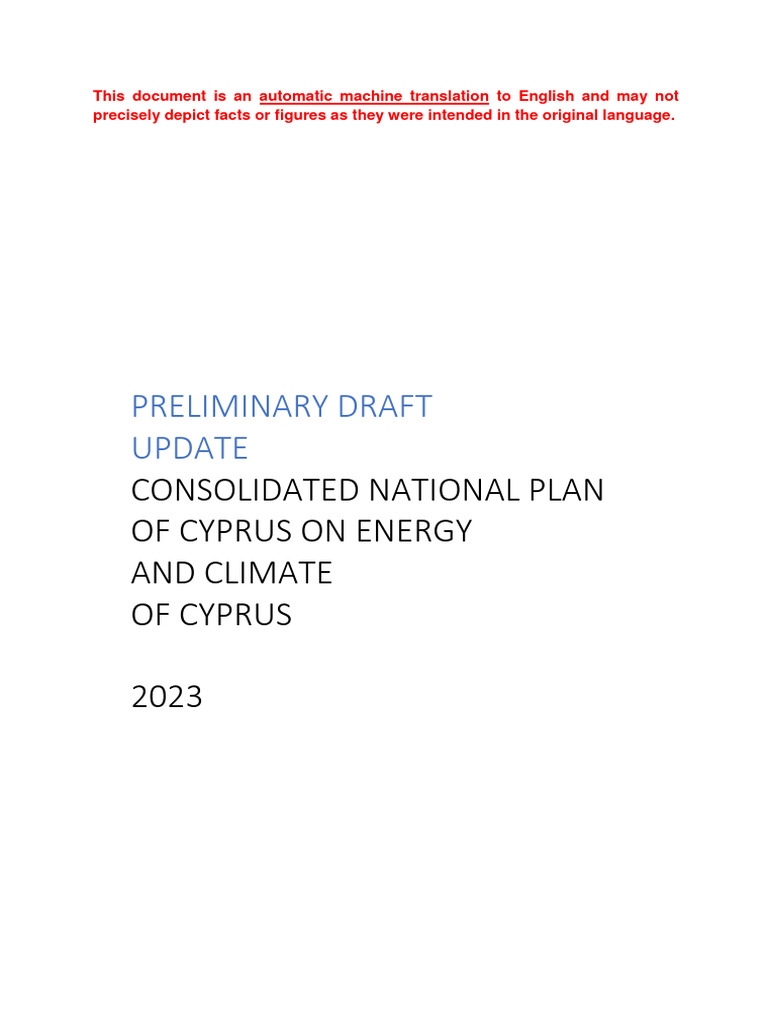 Cyprus Draft Updated NECP 2021 2030 | PDF