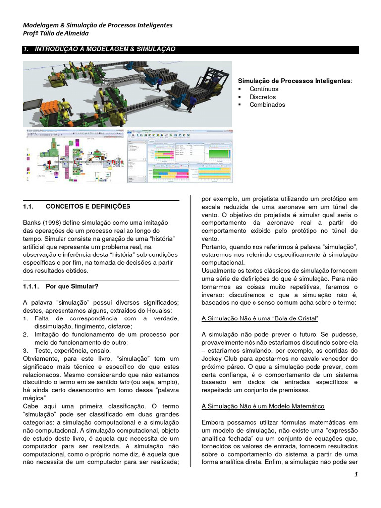 01 Introdução à Modelagem E Simulação Pdf Simulação De Computador