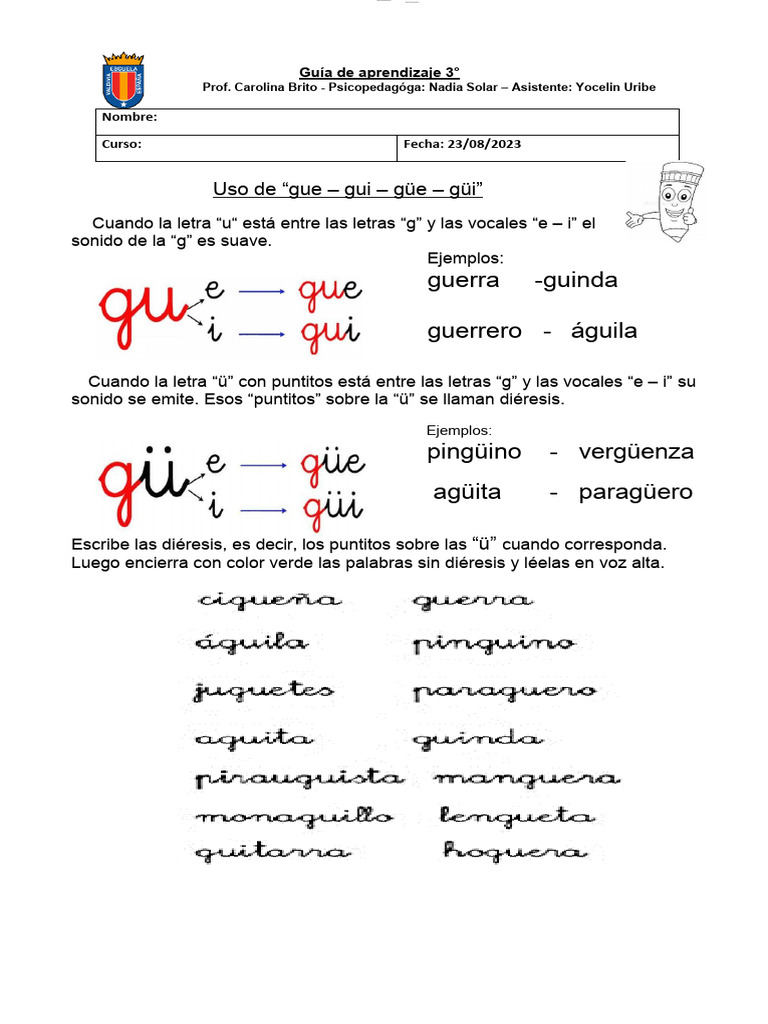 Uso de Gue, Gui, Güe y Güi en Español | PDF | Tipografía | Texto