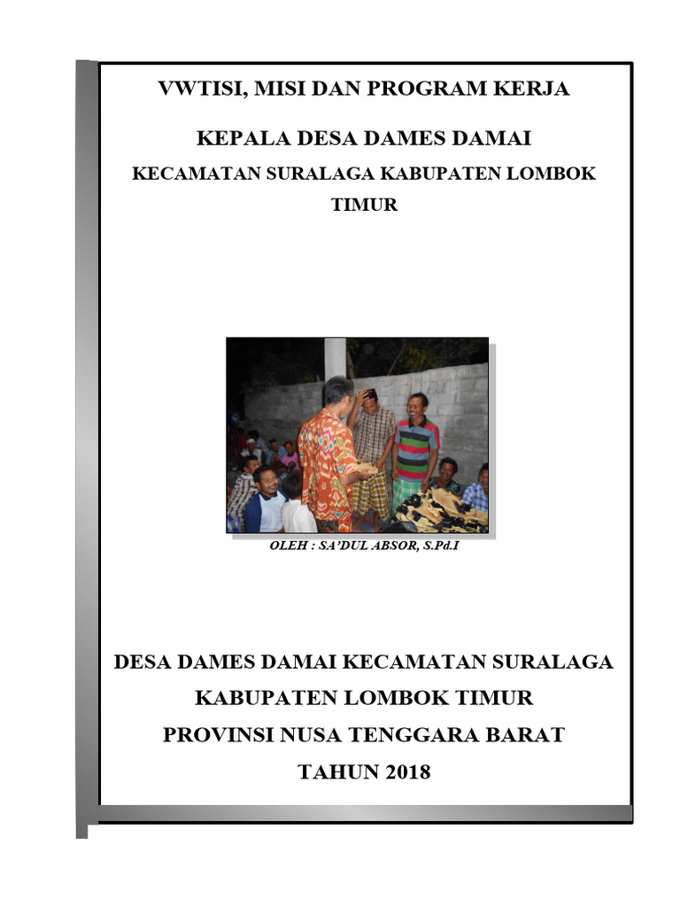 Visi Misi Dan Program Kerja Kepala Desa Dames Damai | PDF