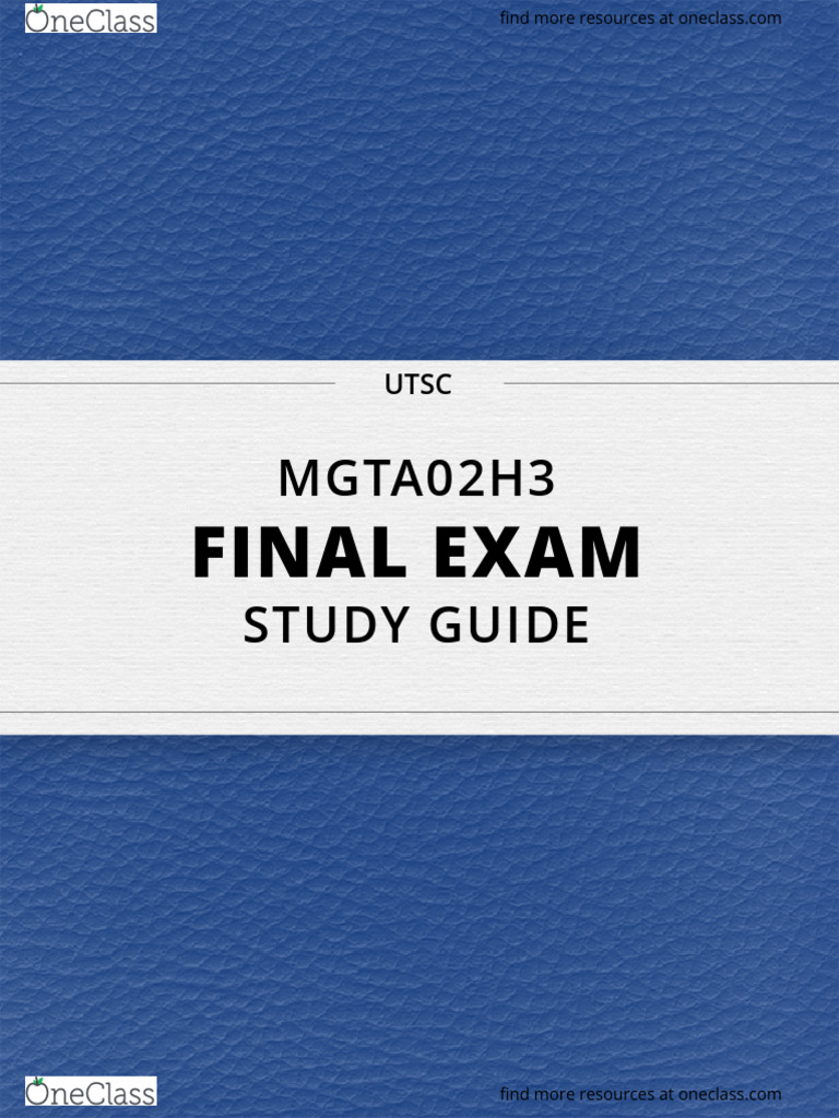 MGTA02 Final Exam Study Guide | PDF | Career & Growth
