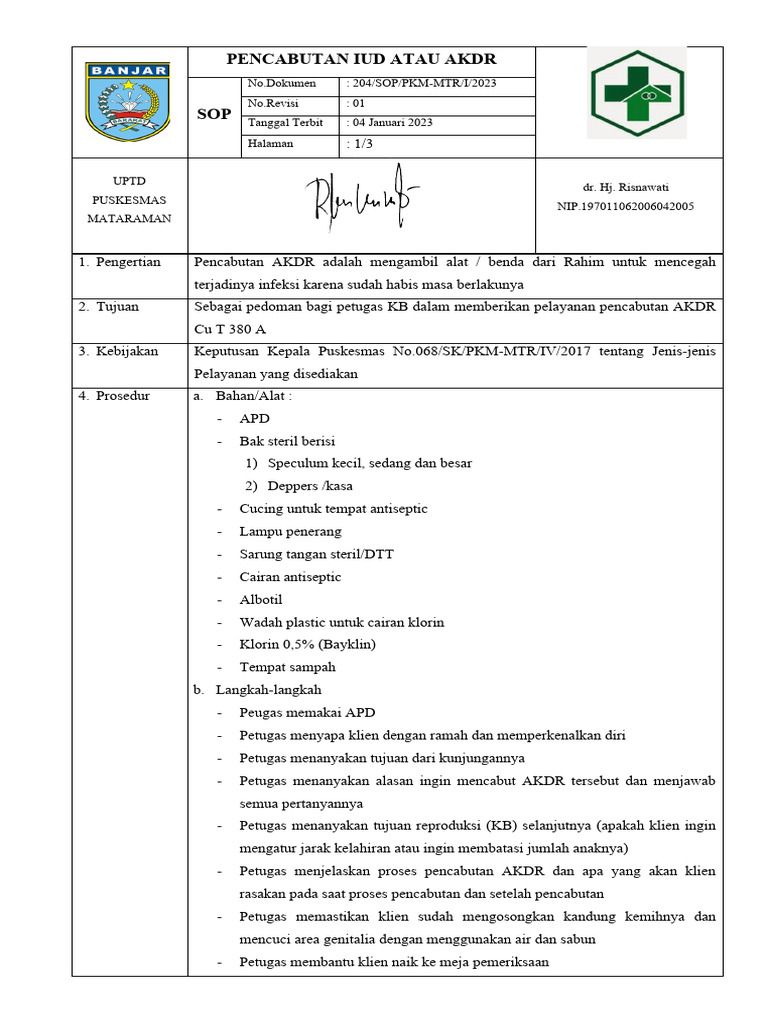 Pencabutan Iud Atau Akdr | PDF