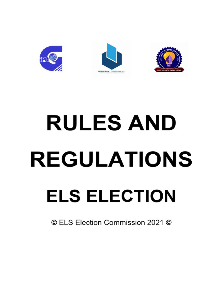 RULES AND REGULATIONS ELS Election | PDF | Justice | Crime & Violence