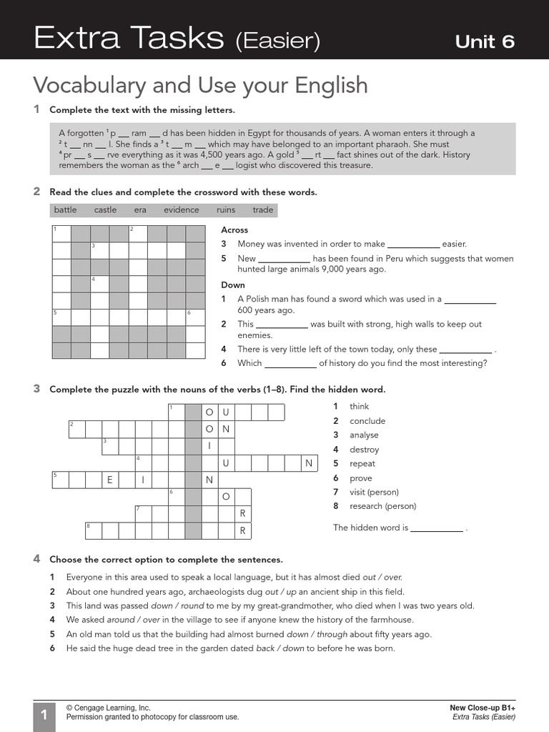 Extra Tasks | PDF | Crossword
