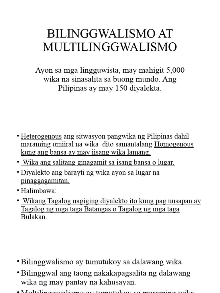 Bilinggwalismo at Multilinggwalismo | PDF