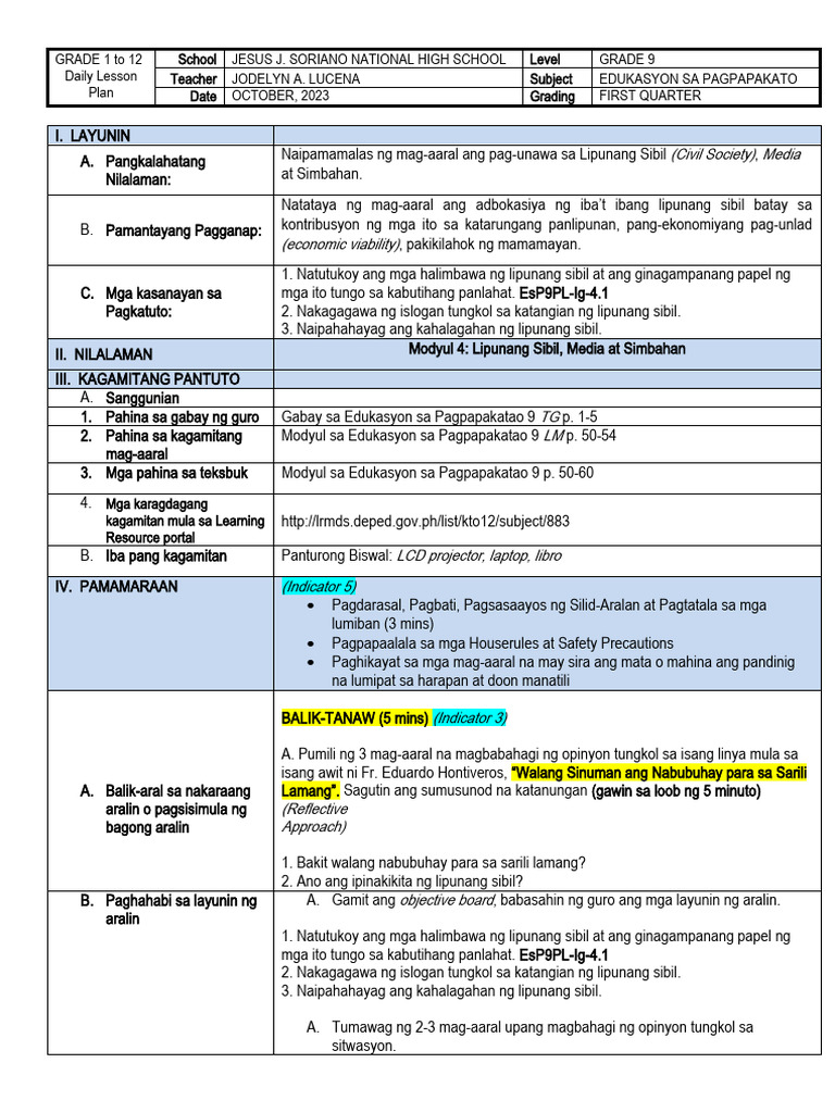 Cot - 1 - 1ST - Esp | PDF
