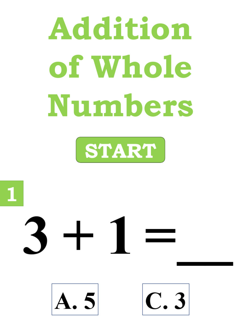 Addition of Whole Numbers | PDF
