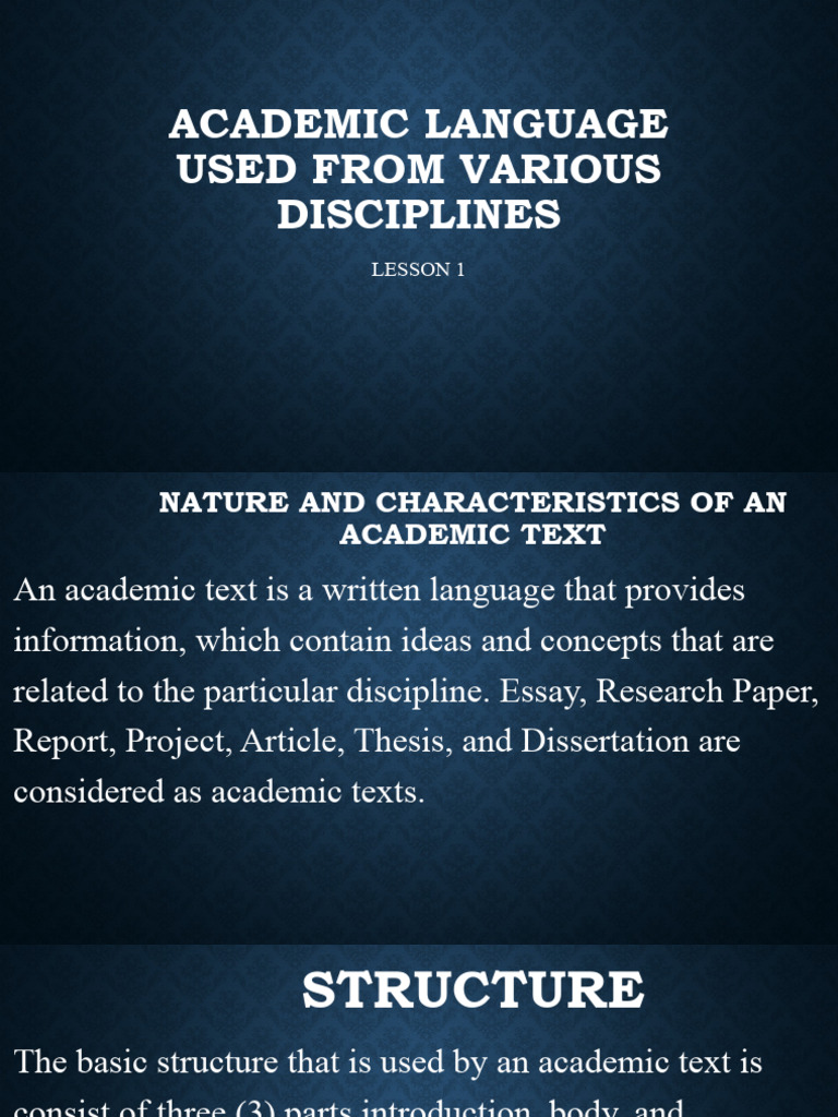 Academic Language Used From Various Disciplines | PDF | Subject (Grammar) | Word