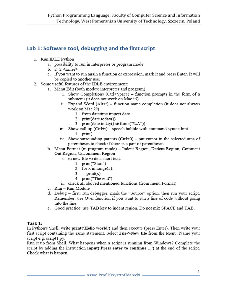 Python Lab1 | PDF | Scripting Language | Computer Program Python Lab1 | PDF | Scripting Language | Computer Program