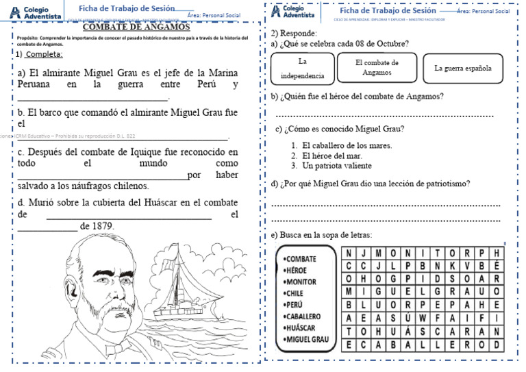 Ficha 1 Combate de Angamos (Del 16 Al 20 de Octubre) | PDF | Batallas ...