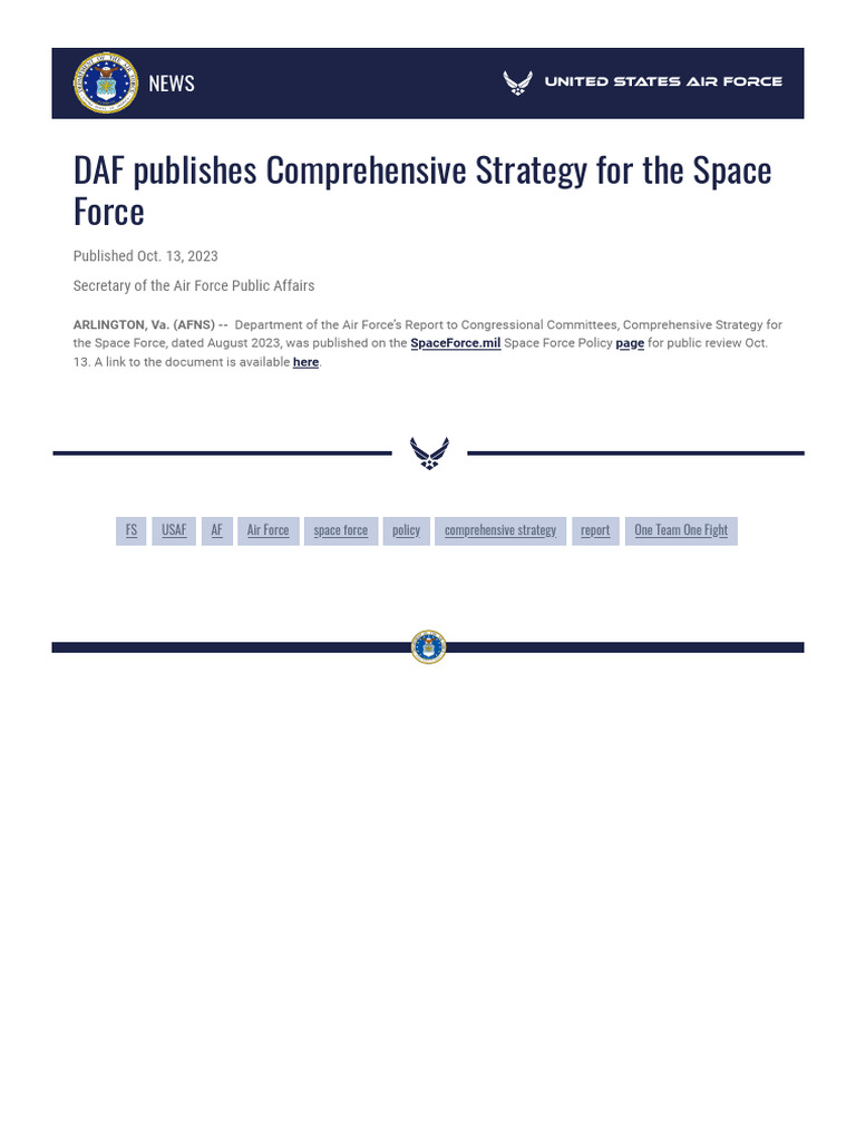 Space Force Comprehensive Strategy 2023 | PDF