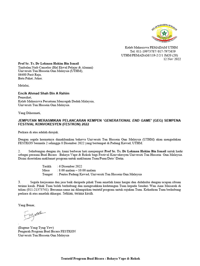 Surat Jemputan VIP TNCHEPA | PDF