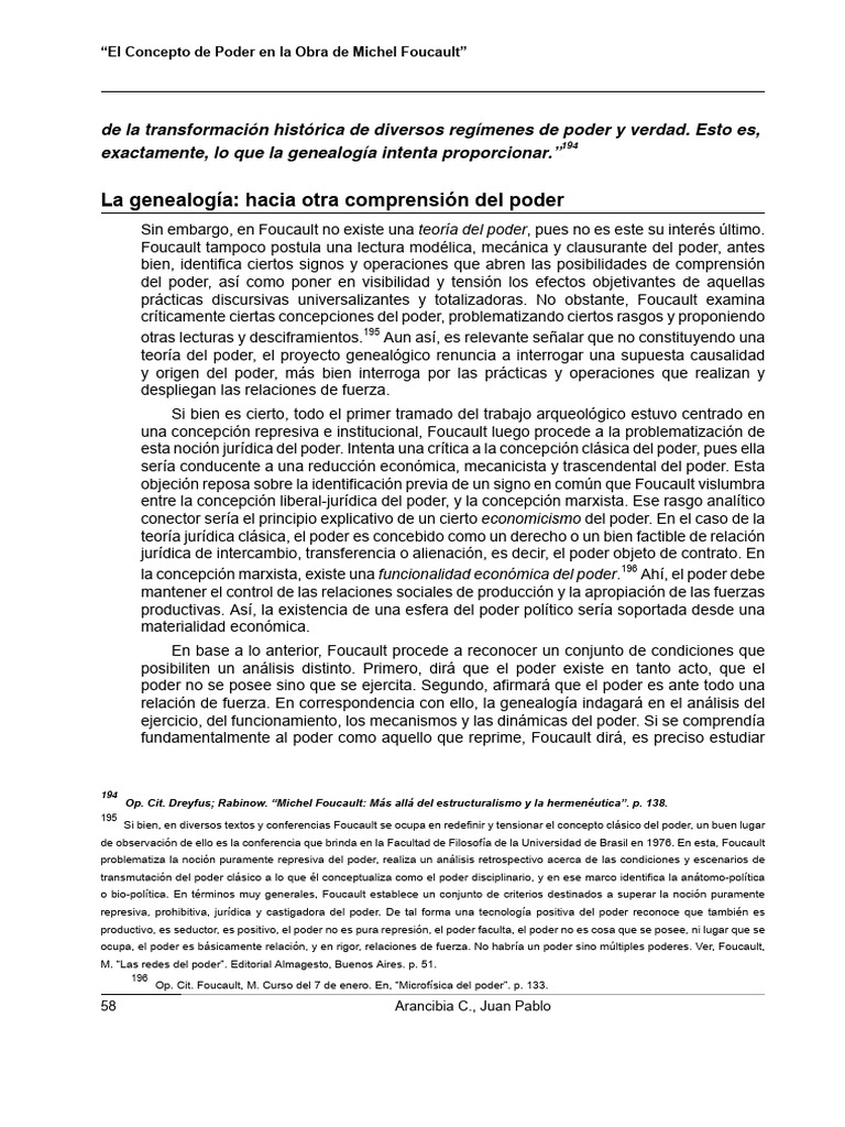 El Concepto de Poder en La Obra de Michel Foucault | PDF