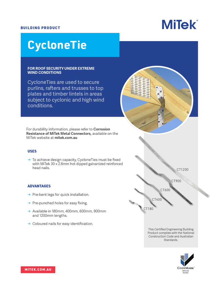 Mitek Cyclone Tie | PDF | Truss | Galvanization