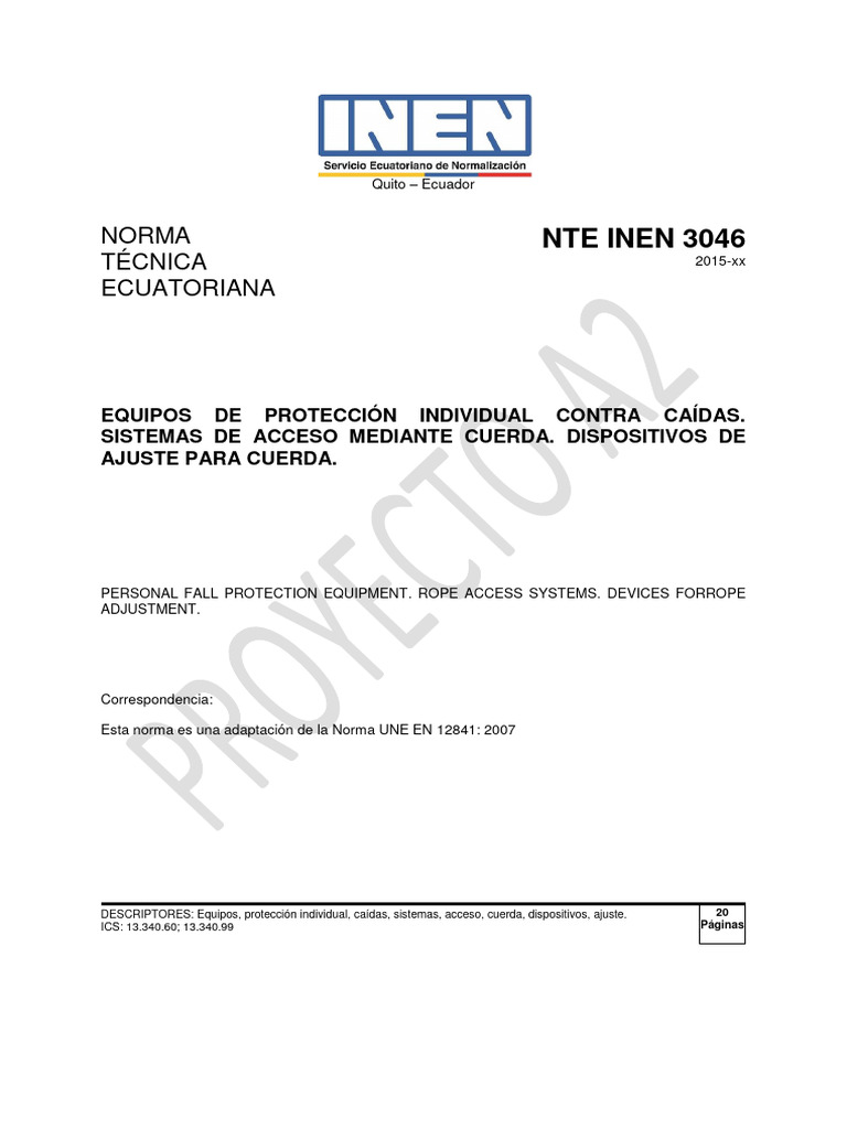 Nte Inen 3046 | PDF | Conector eléctrico | Cuerda