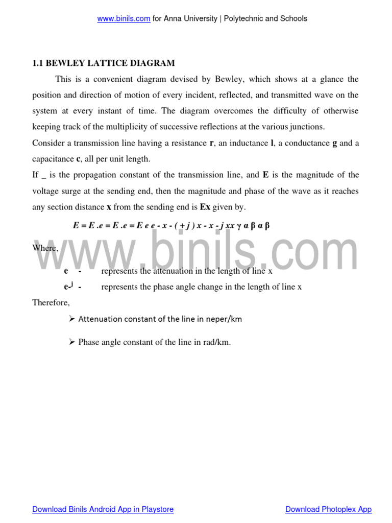 EE8701 UNIT 1 Bewley Lattice Diagram | PDF