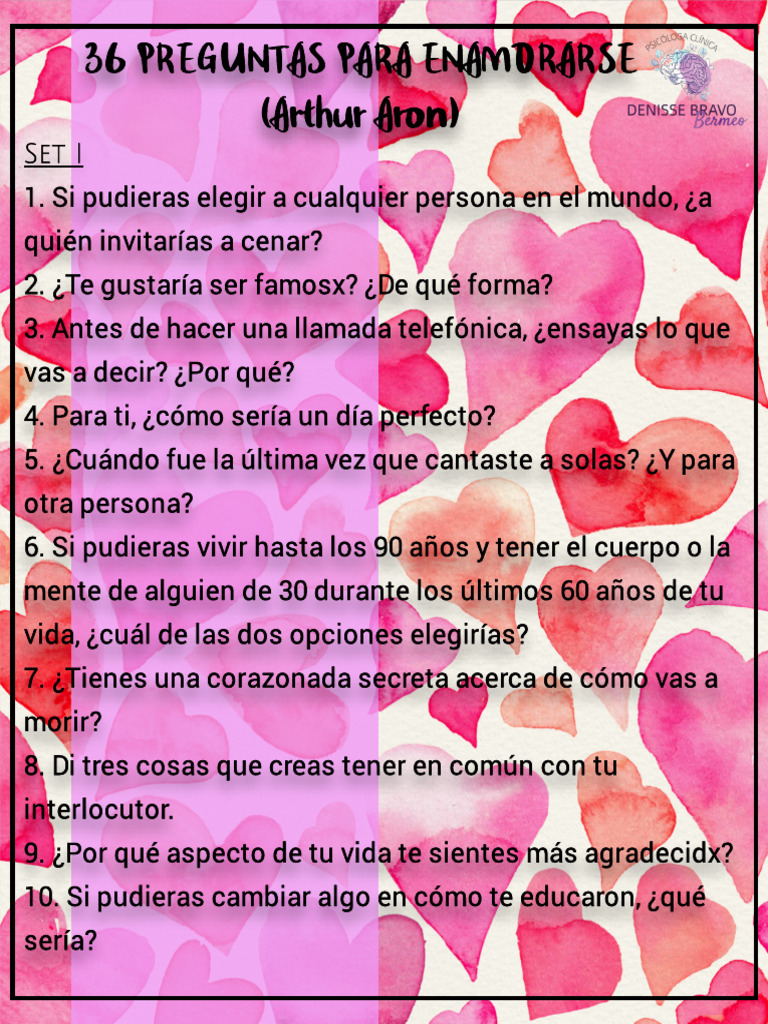 36 Preguntas Para Enamorarse_Psic. Clínica Denisse Bravo | PDF