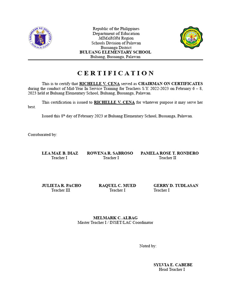 Committee Certification | PDF