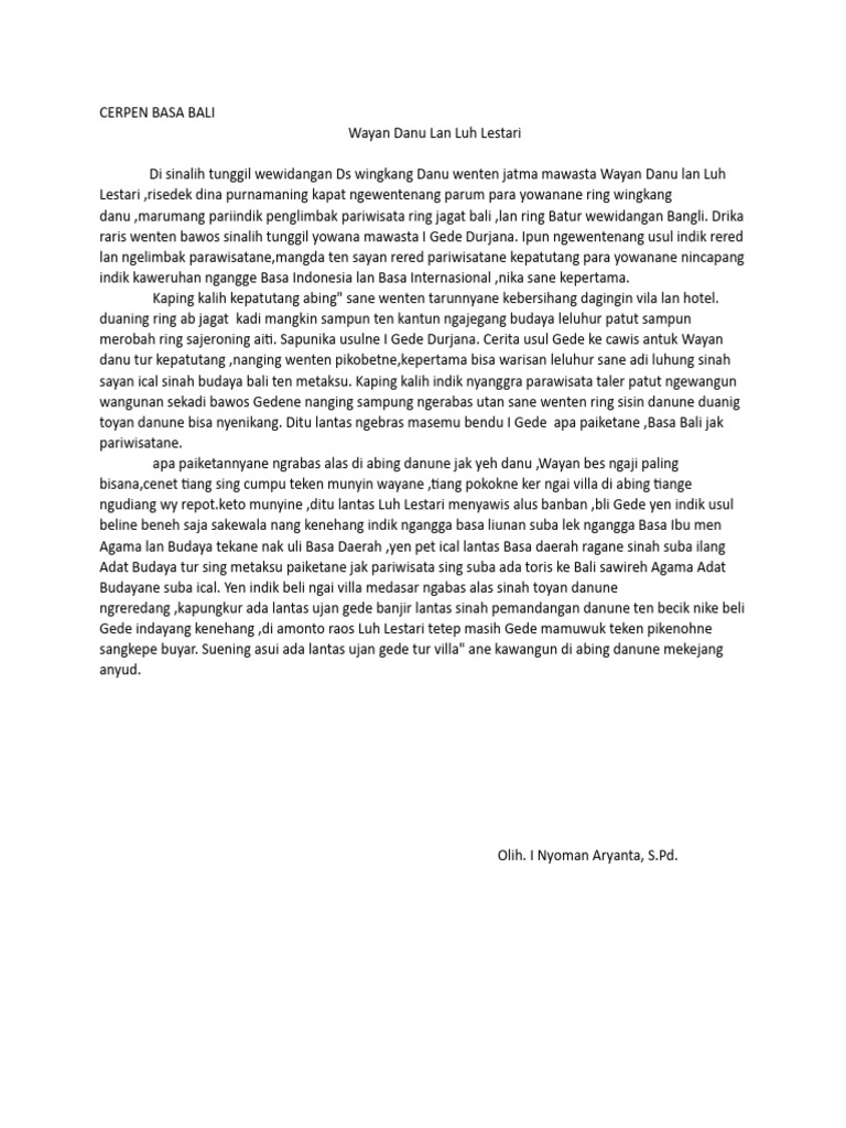 CERPEN BASA BALI | PDF