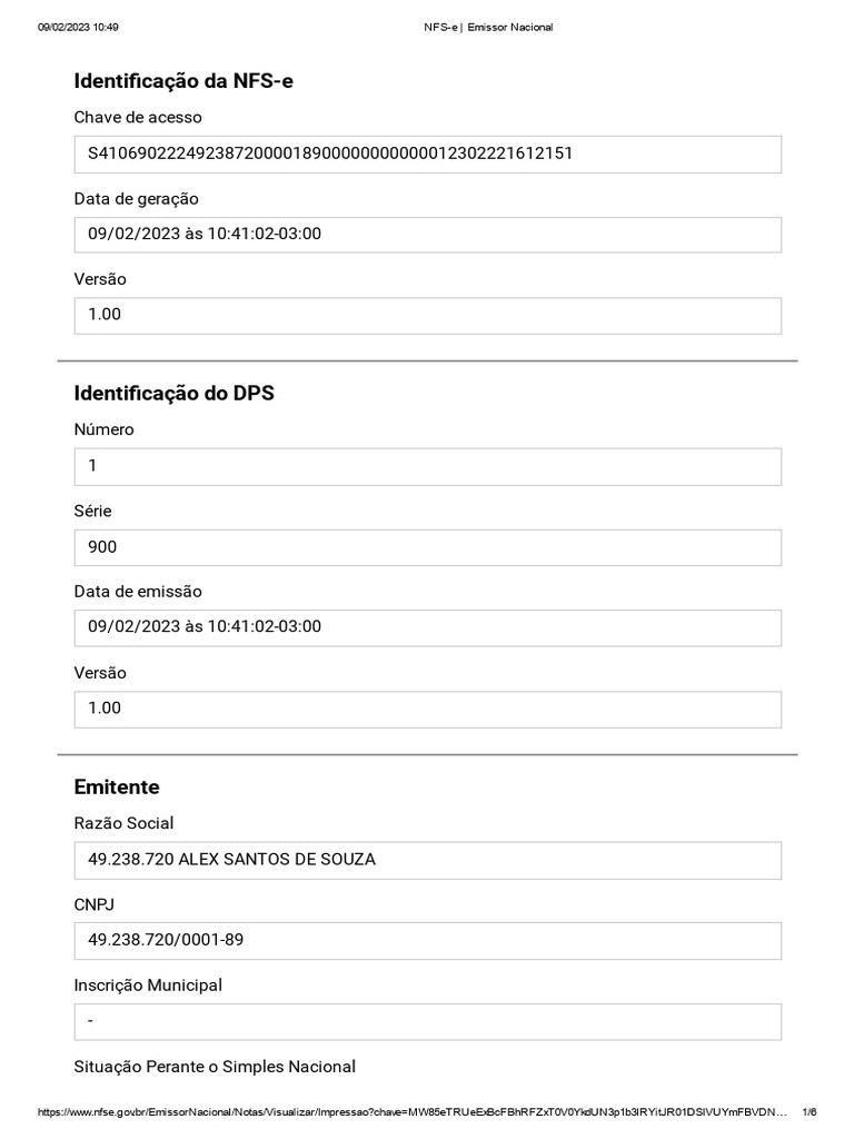 NFS-e - Emissor Nacional-2 | PDF