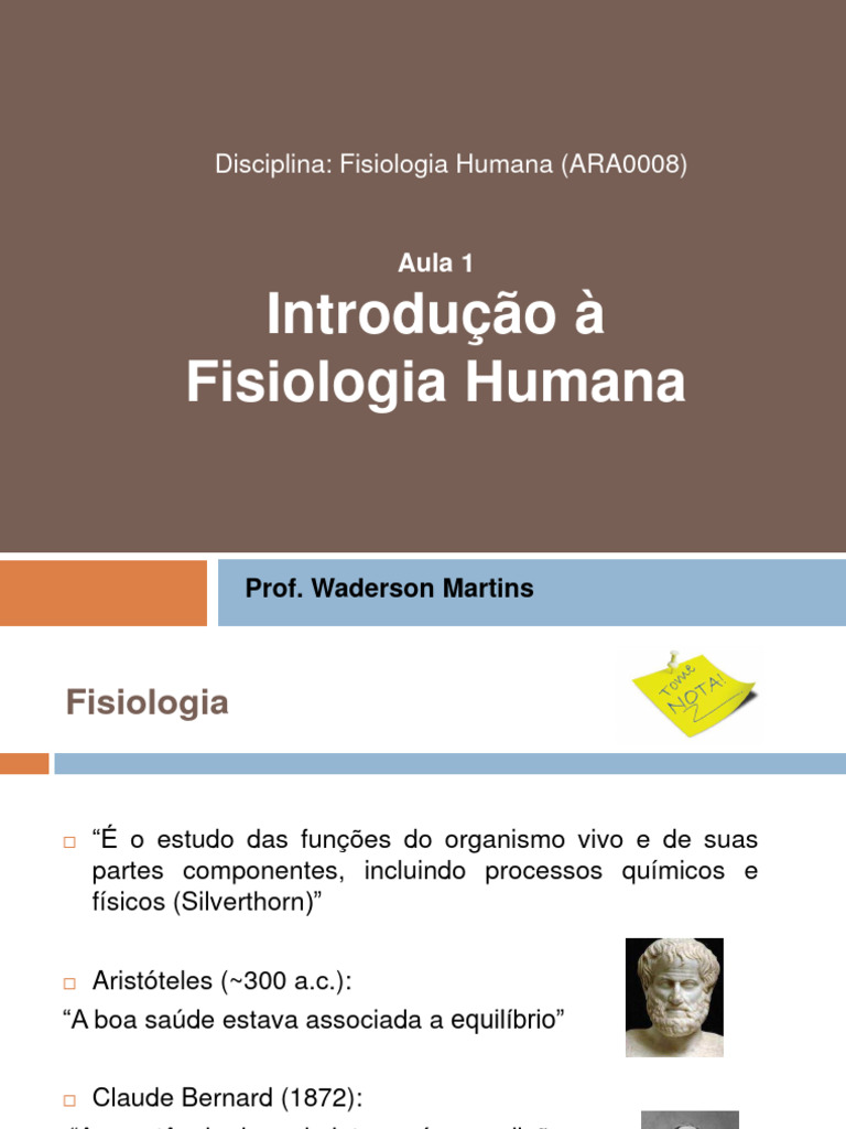 Aula - 1 - Introducao - A - Fisiologia 3 | PDF Aula - 1 - Introducao - A - Fisiologia 3 | PDF