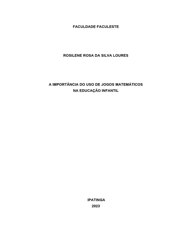 TCC Educação Infantil Faculeste | PDF