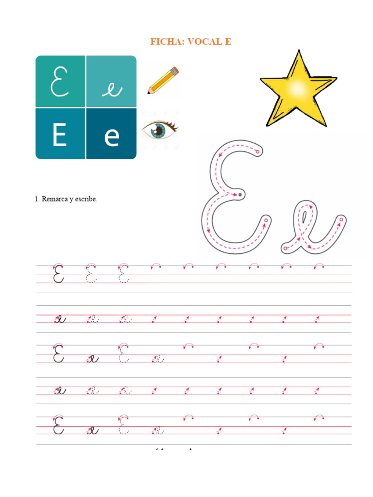 Ficha Lenguaje - Vocal e | PDF
