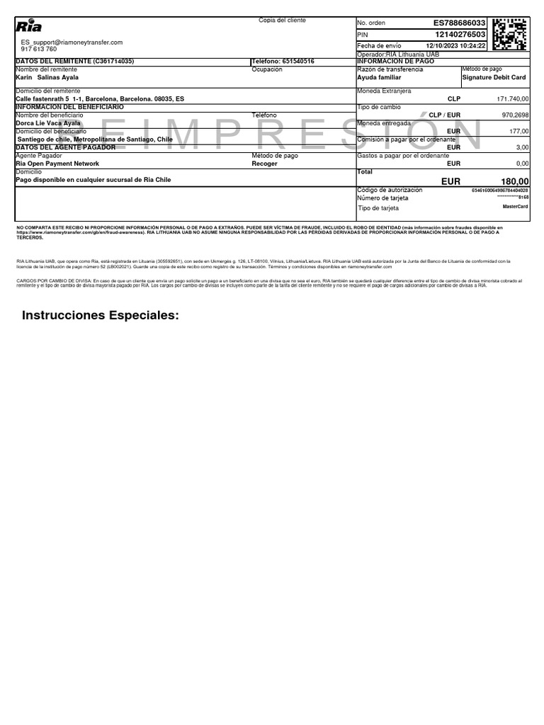 Ria-order-receipt-ES788686033-1 | PDF | Moneda | Economias