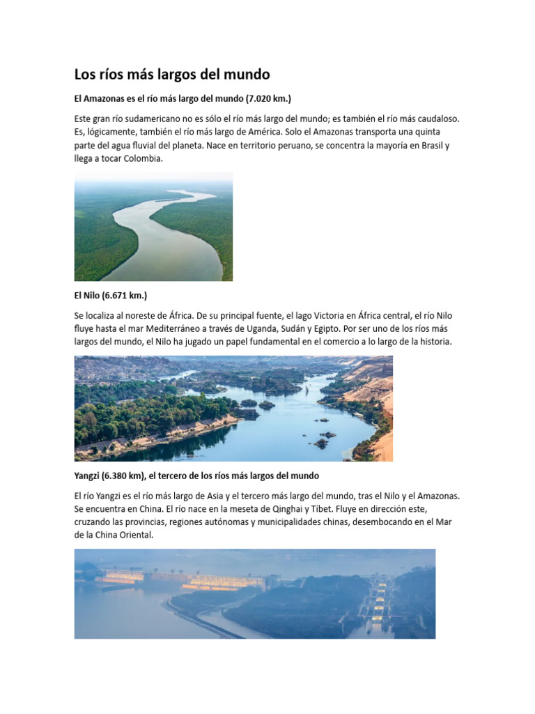 Los Ríos Más Largos Del Mundo | PDF