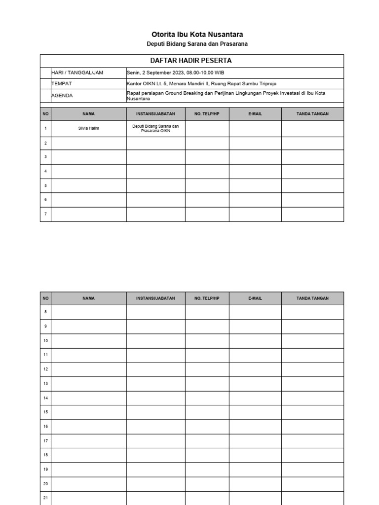 Presensi Rapat JICA | PDF