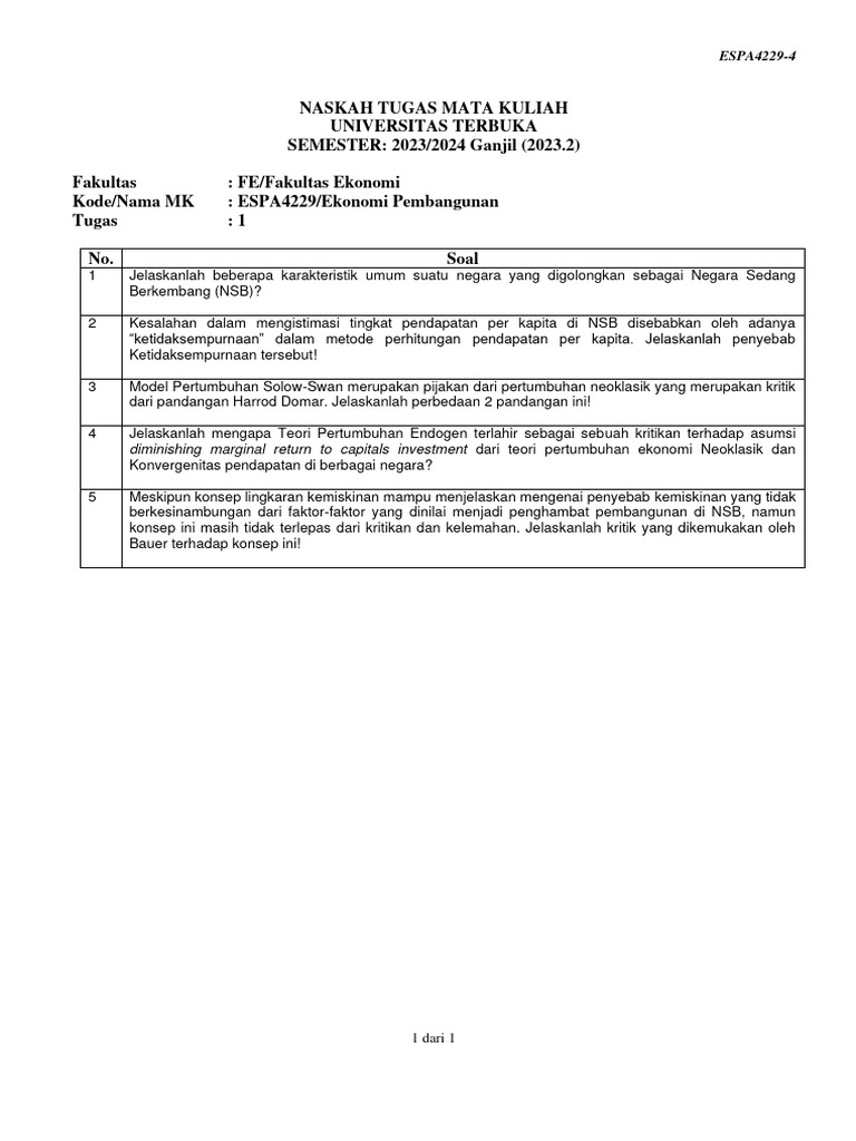 Soal Espa4229 tmk1 4 | PDF Soal Espa4229 tmk1 4 | PDF
